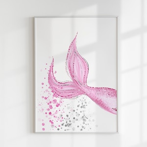 Personalized Mermaid Print Set of 3, Mermaid Nursery Bathroom Decor ...