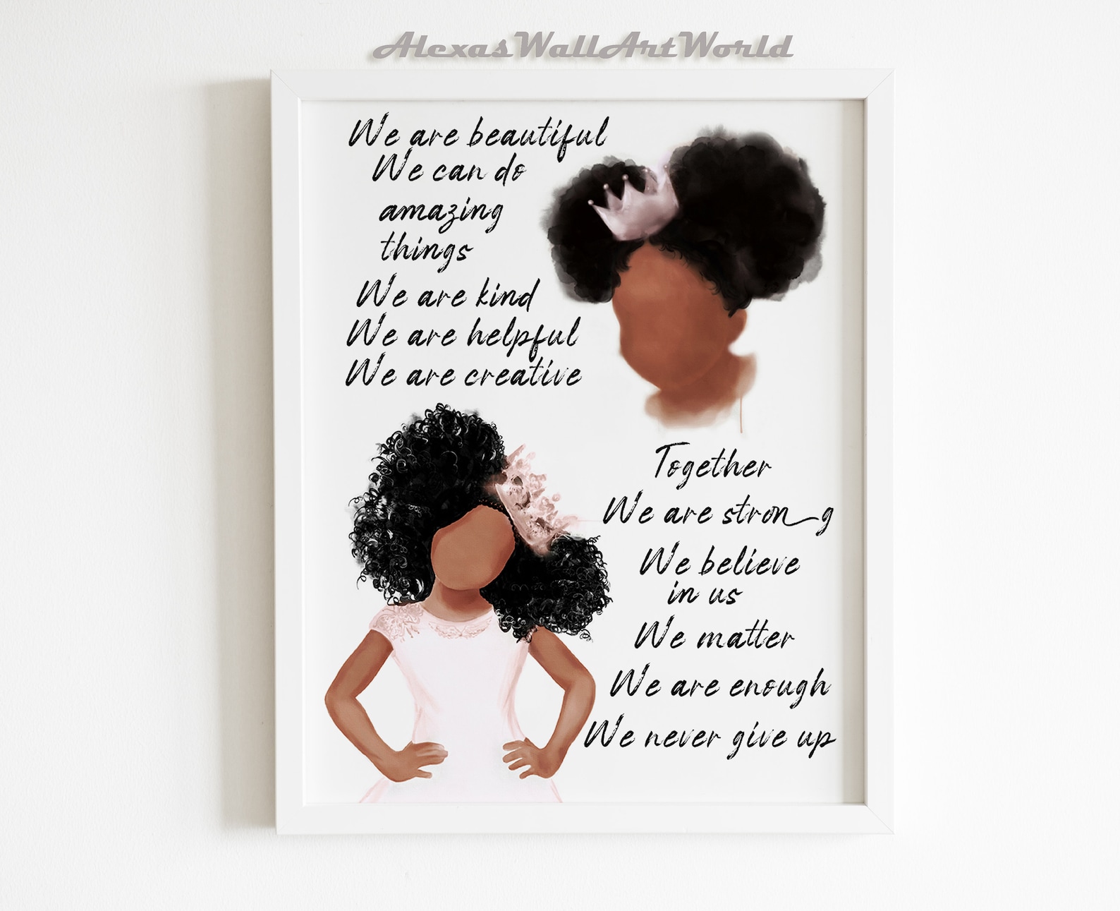 Positive Affirmations Wall Art African American Little and - Etsy