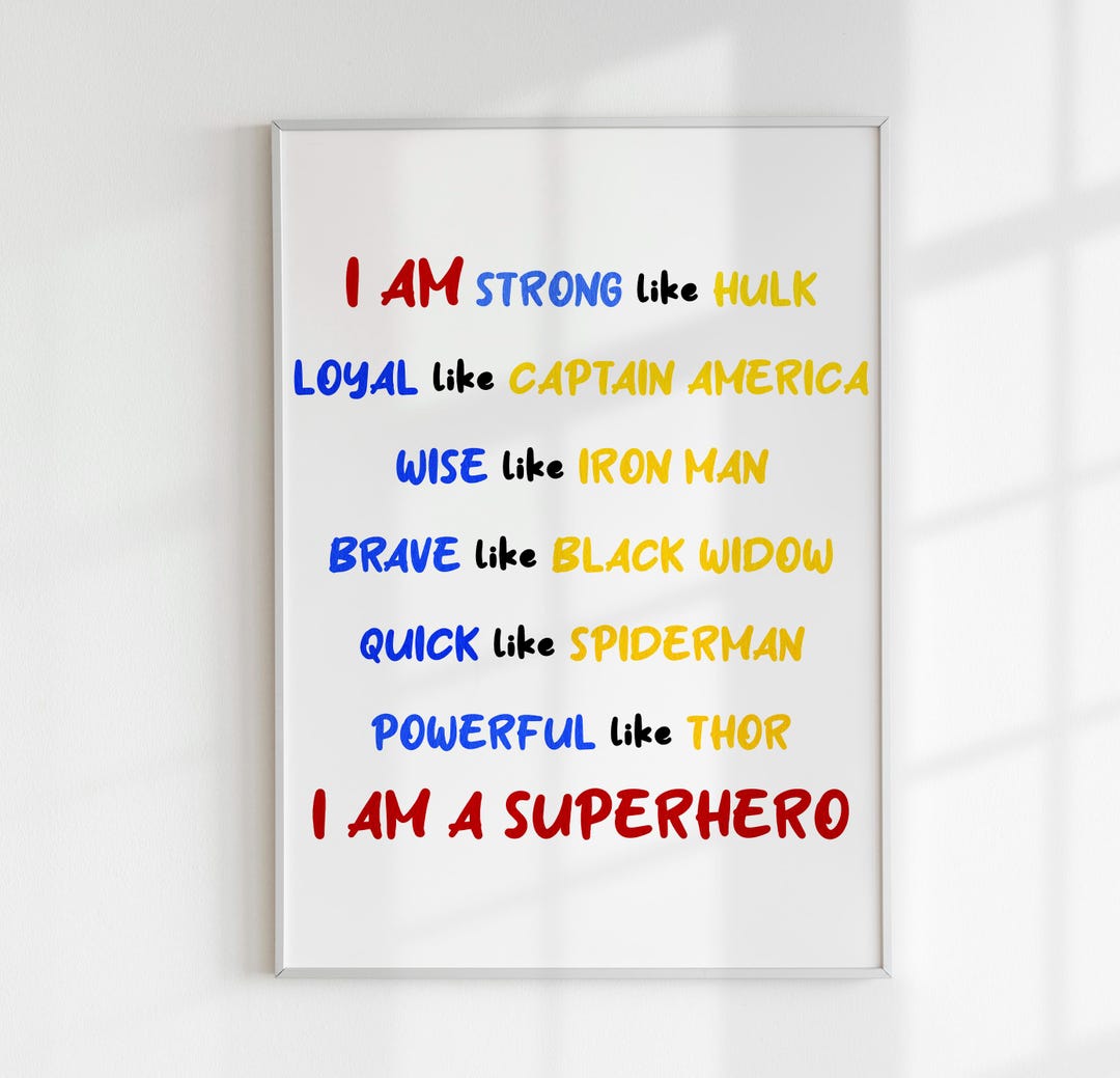 Superhero Affirmations, Superhero Wall Art, Superhero Nursery Art ...