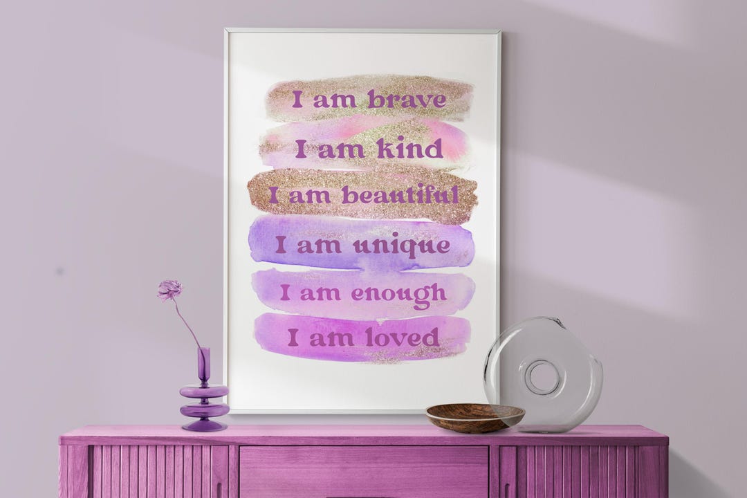 Bright Positive Affirmations Wall Art, Girls Bedroom Affirmation ...