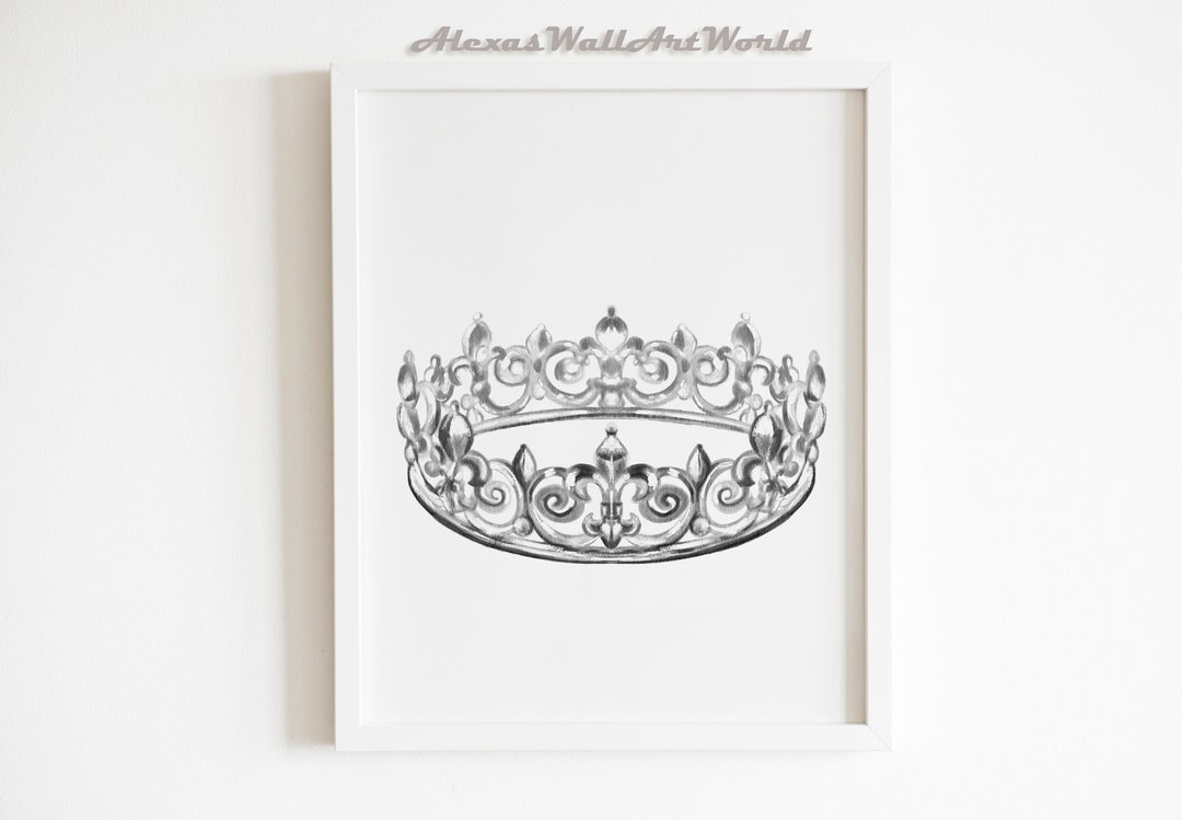 Silver Princess Crown Print, Girls Nursery Decor, Personalized Princess ...