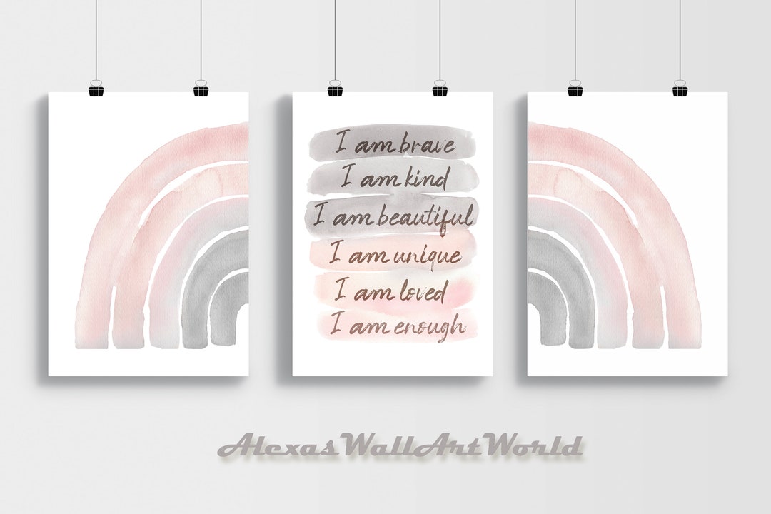 Rainbow Set of 3 Prints, Positive Affirmation Art, Watercolor Rainbow ...