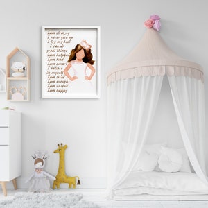 Princess Positive Affirmations Wall Art, Young Queen Printable ...
