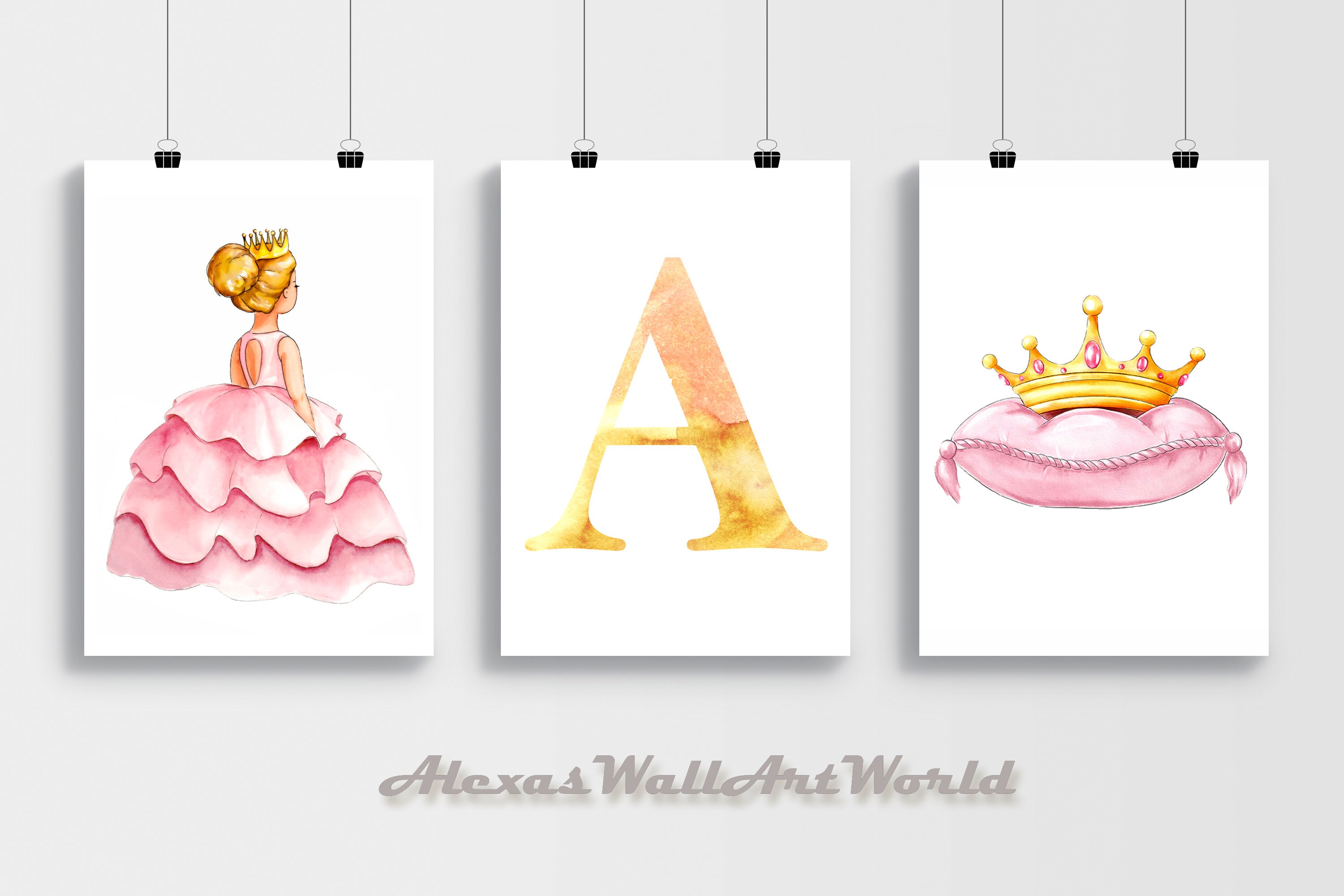 Personalized Princess Set of 3 Prints Toddler Girl Bedroom - Etsy