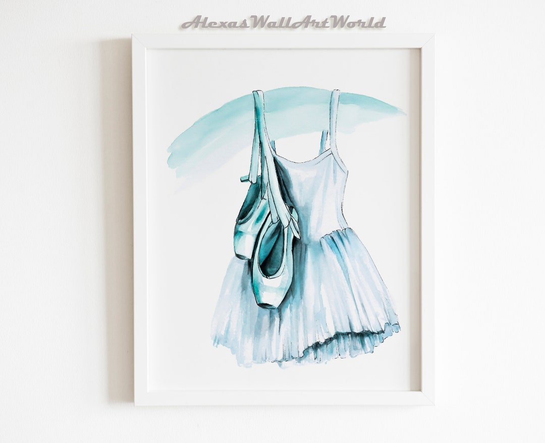 Blue Ballerina Tutu Dress Print, Ballet Dancer Bedroom Decor, Toddler ...