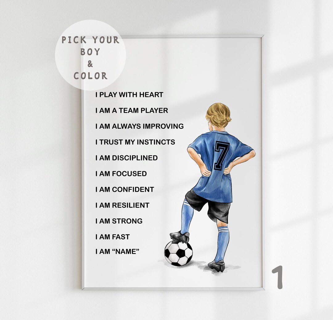 Personalized Boy Soccer Player Print, Positive Affirmations Poster ...
