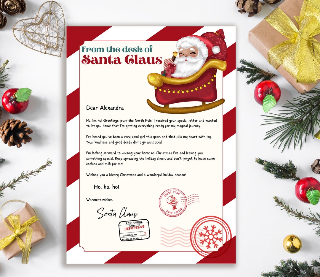 Editable Personalized Letter From Santa Claus Christmas - Etsy