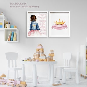 Princess Positive Affirmations Wall Art, Young Queen Printable ...