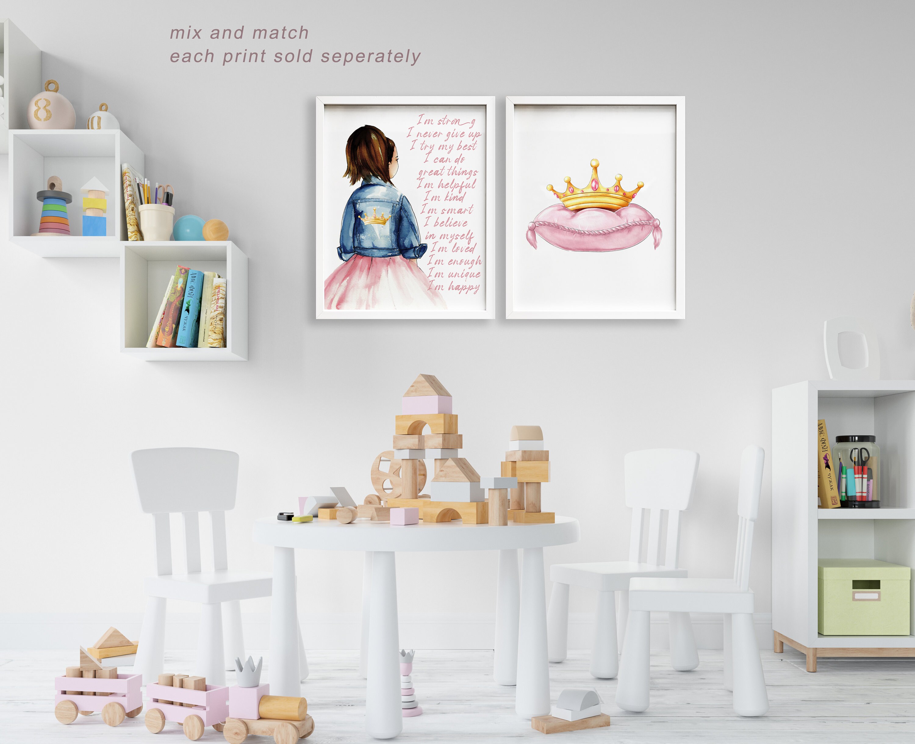 Princess Positive Affirmations Wall Art Young Queen - Etsy