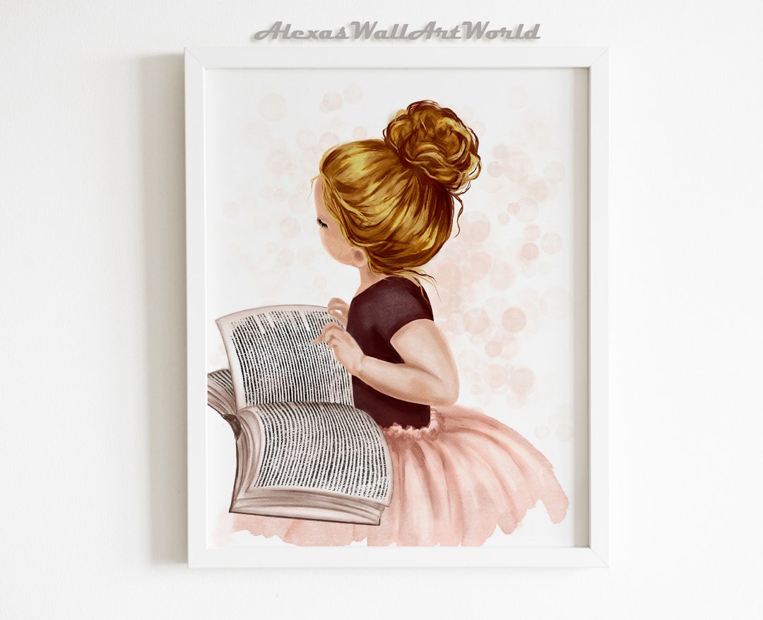 Reading Book Girl Poster, Reading Corner Wall Art Print, Young Queen ...