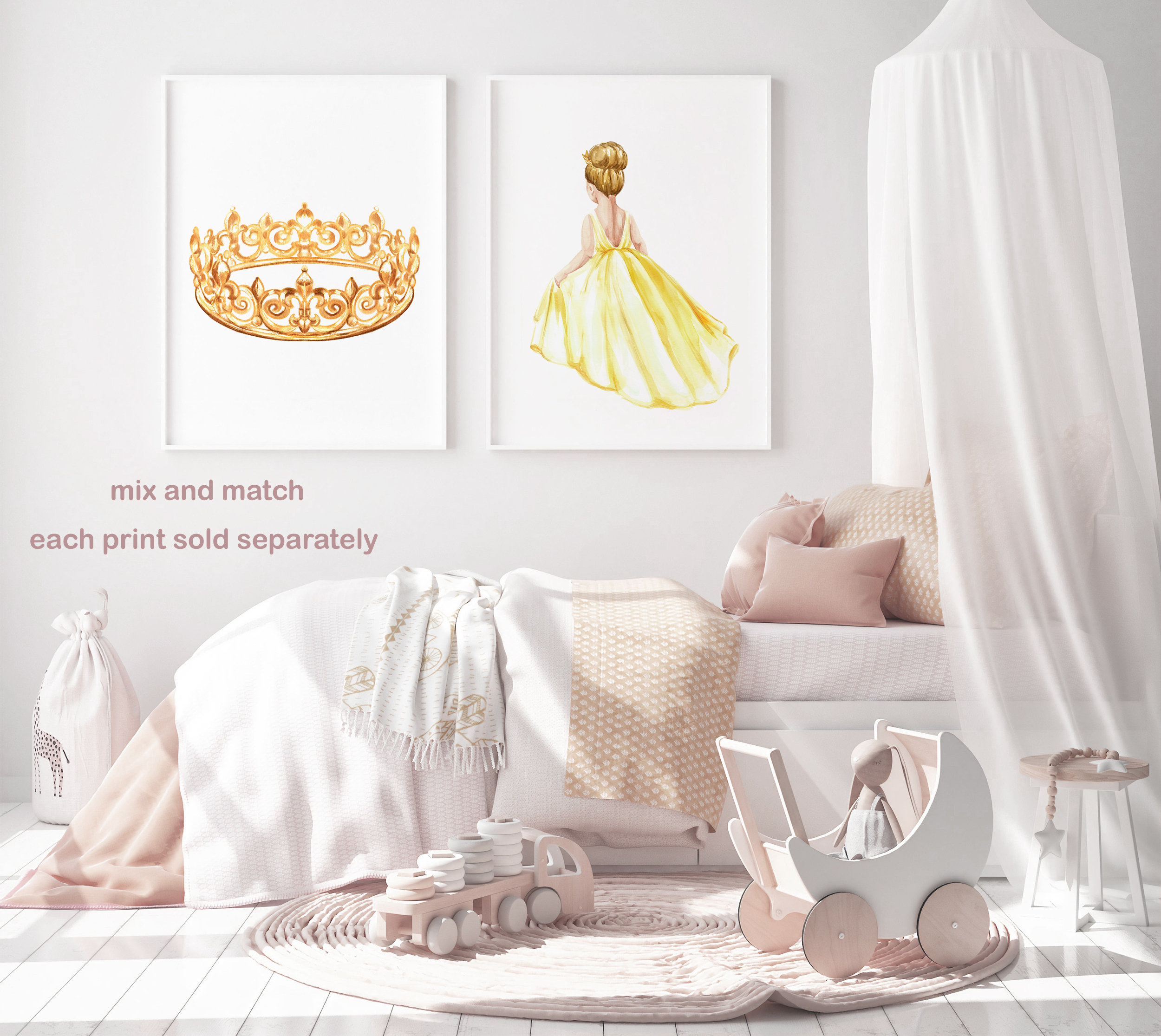 Princess Crown Print Girls Nursery Decor Personalized - Etsy