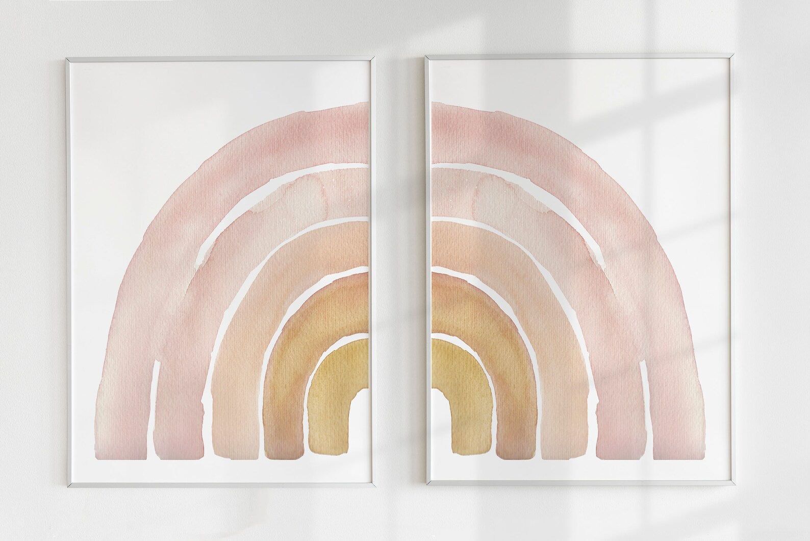 Neutral Boho Rainbow Wall Art Set of 2 Prints Abstract - Etsy