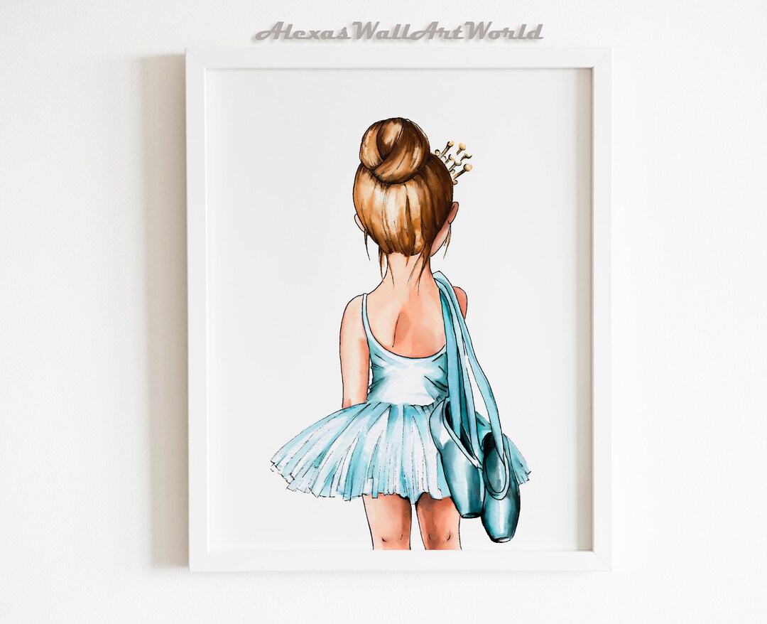 Ballerina Blue Tutu Dress Print, Personalized Name Watercolor Ballerina ...