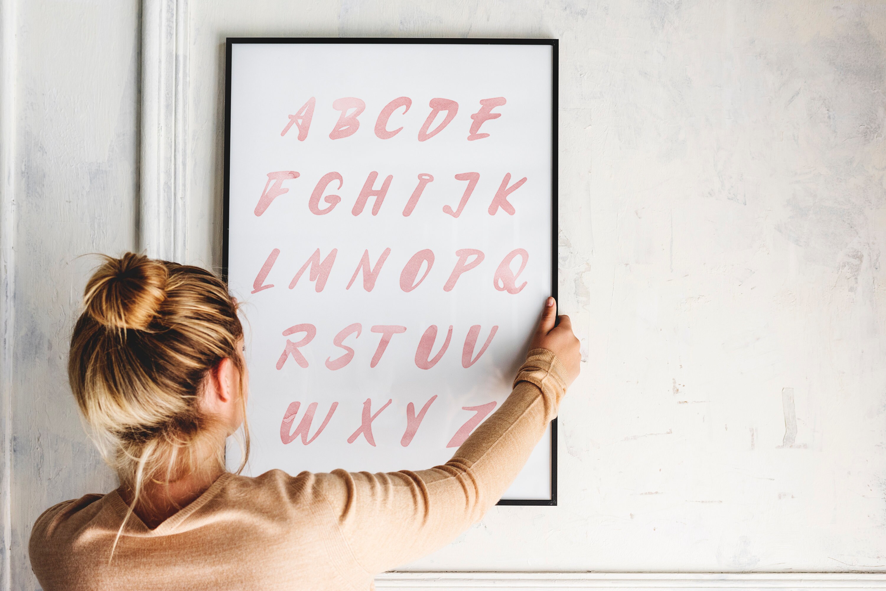 ABC Poster Blush Pink Alphabet Poster Educational Nursery | Etsy