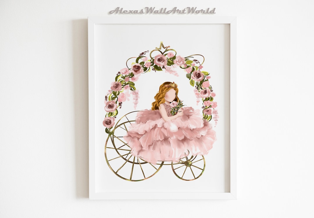 Princess Carriage Wall Art Print, Personalized Princess Printable, Teen ...