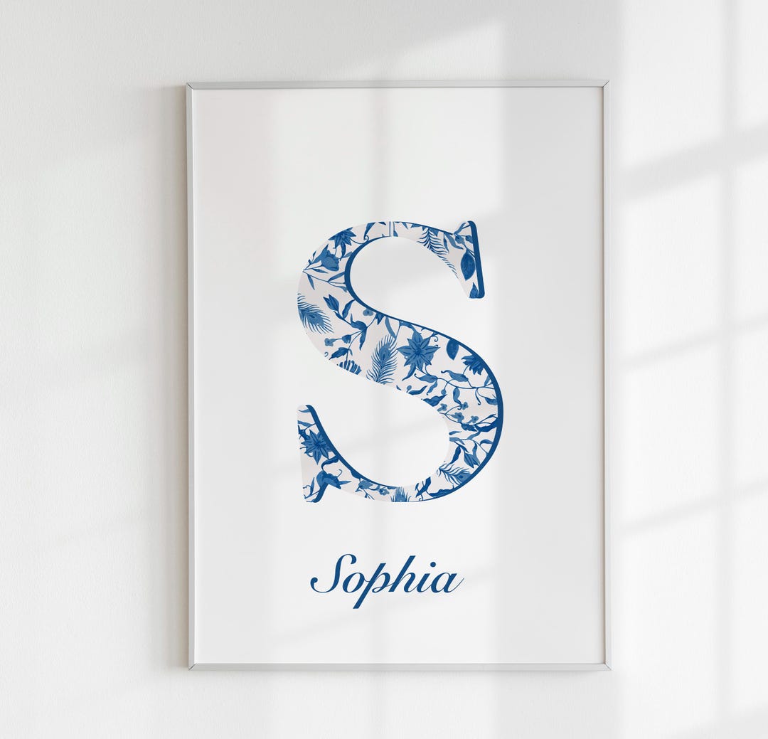 Custom Chinoiserie Letter Print: Delft Blue Monogram (digital Download ...