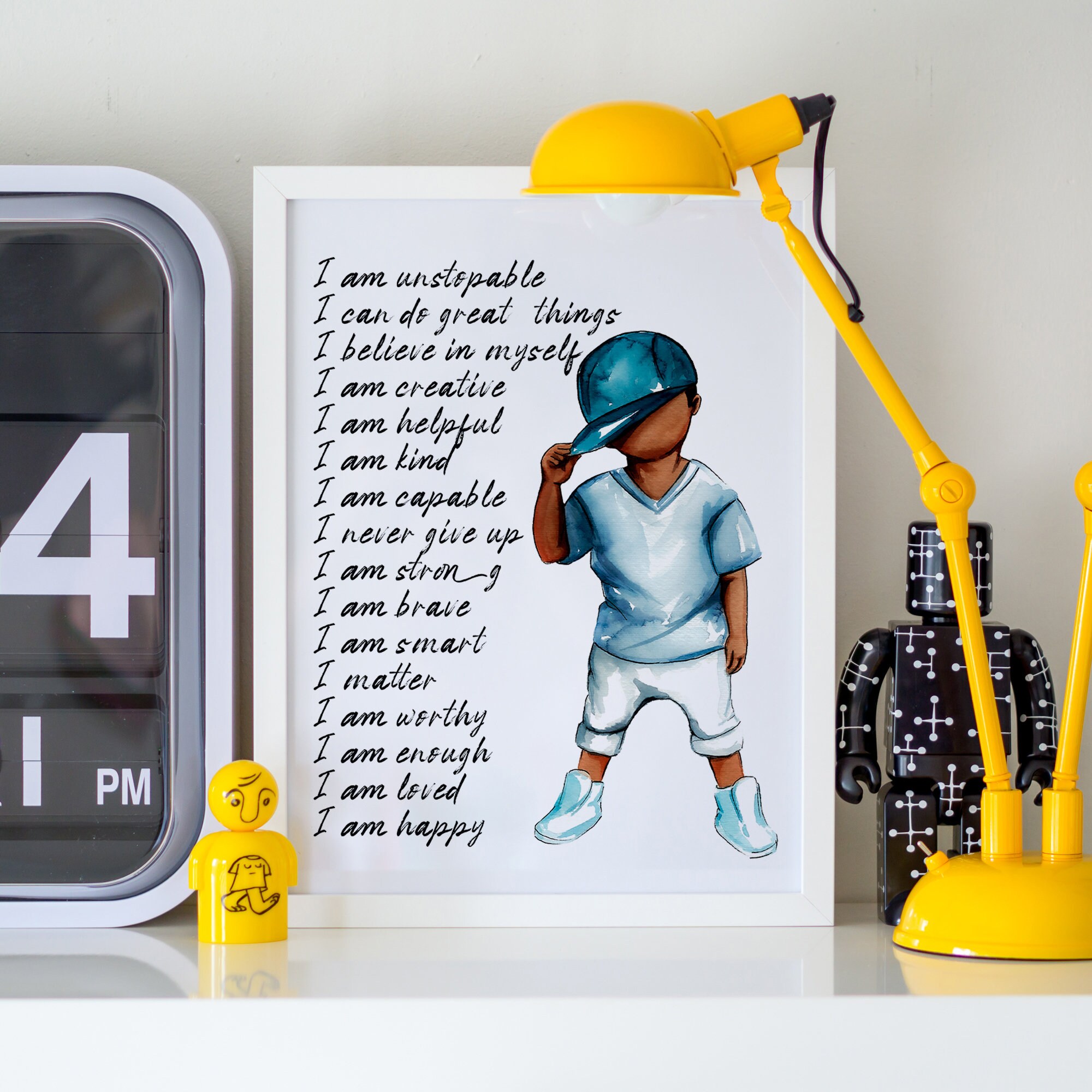 African American Boy Affirmation Wall Art Printable Children | Etsy
