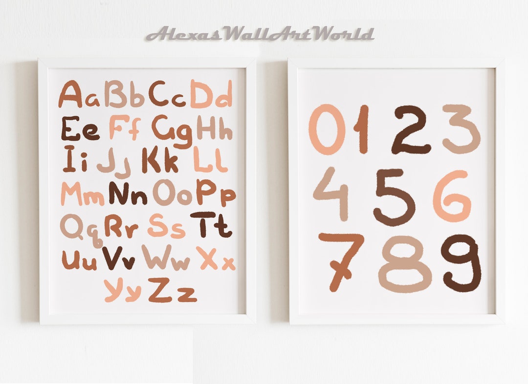 Boho Alphabet Decor Nursery Wall Art, Set of 2 Prints, Girls Boys ...