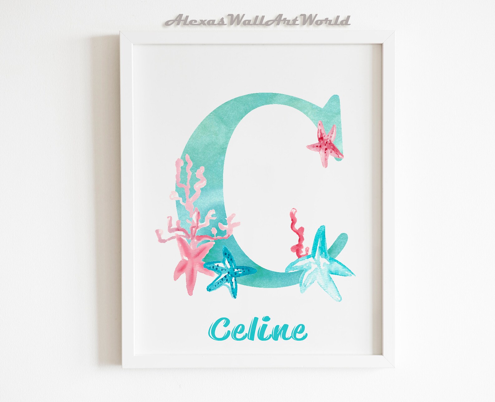 3 Piece Wall Art, Set of 3 Mermaid Personalised Name Prints, Custom ...