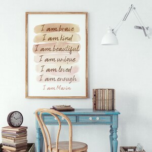 Positive Affirmations Wall Art, Girls Bedroom Affirmation Printable ...