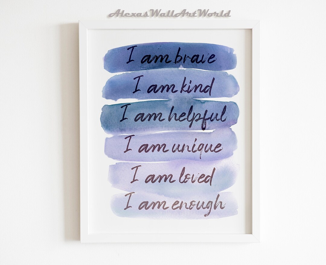 Personalized Name Positive Affirmations Print, Navy Blue Nursery Decor ...
