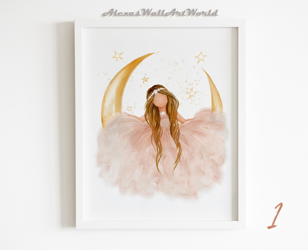 Moon Princess Print, Moon and Stars Girl Nursery Decor, Personalized ...