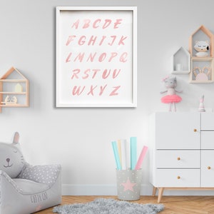 ABC Poster, Blush Pink Alphabet Poster, Educational Nursery Decor, Wall ...