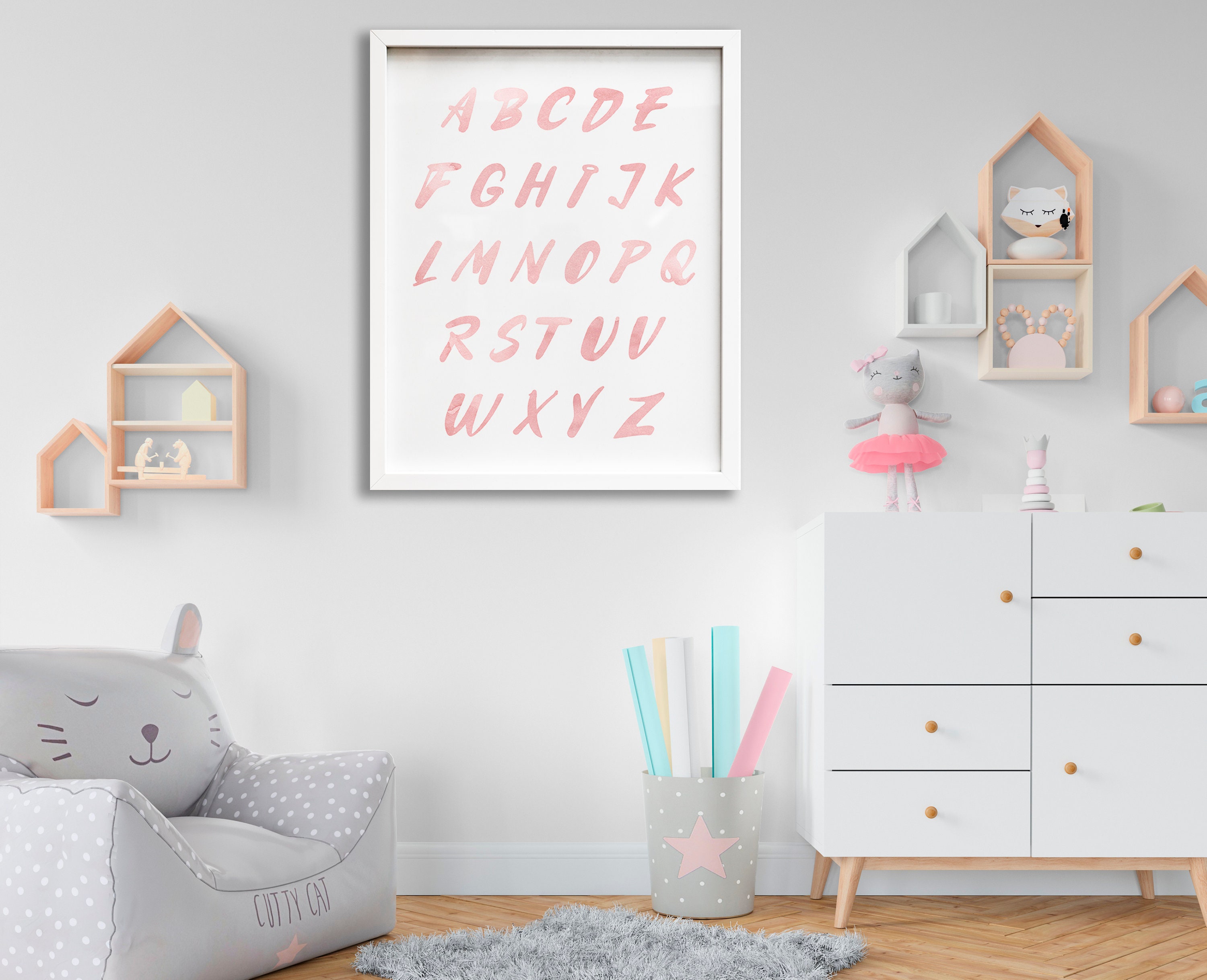 ABC Poster Blush Pink Alphabet Poster Educational Nursery | Etsy