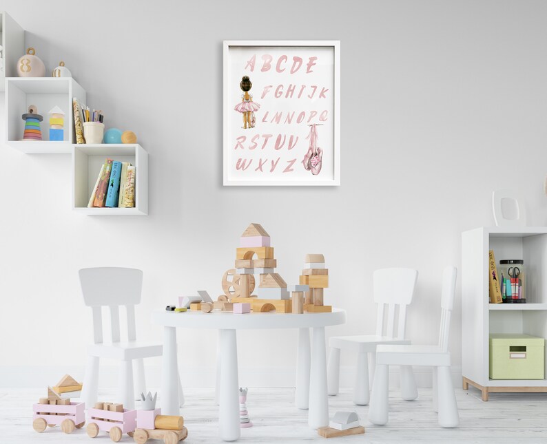 Girls Alphabet Poster Alphabet Printable Pink Nursery Wall - Etsy