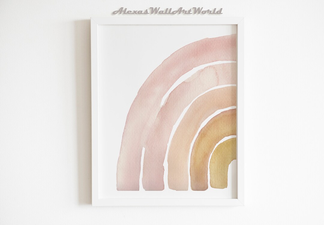 Abstract Rainbow Nursery Print, Neutral Boho Rainbow Wall Art ...