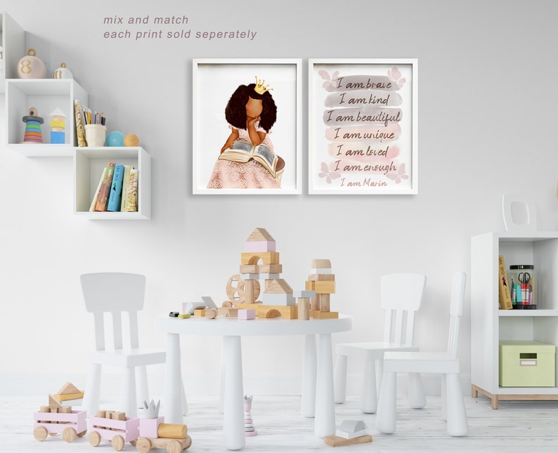 Girl Reading Book African American Princess Reading Black | Etsy