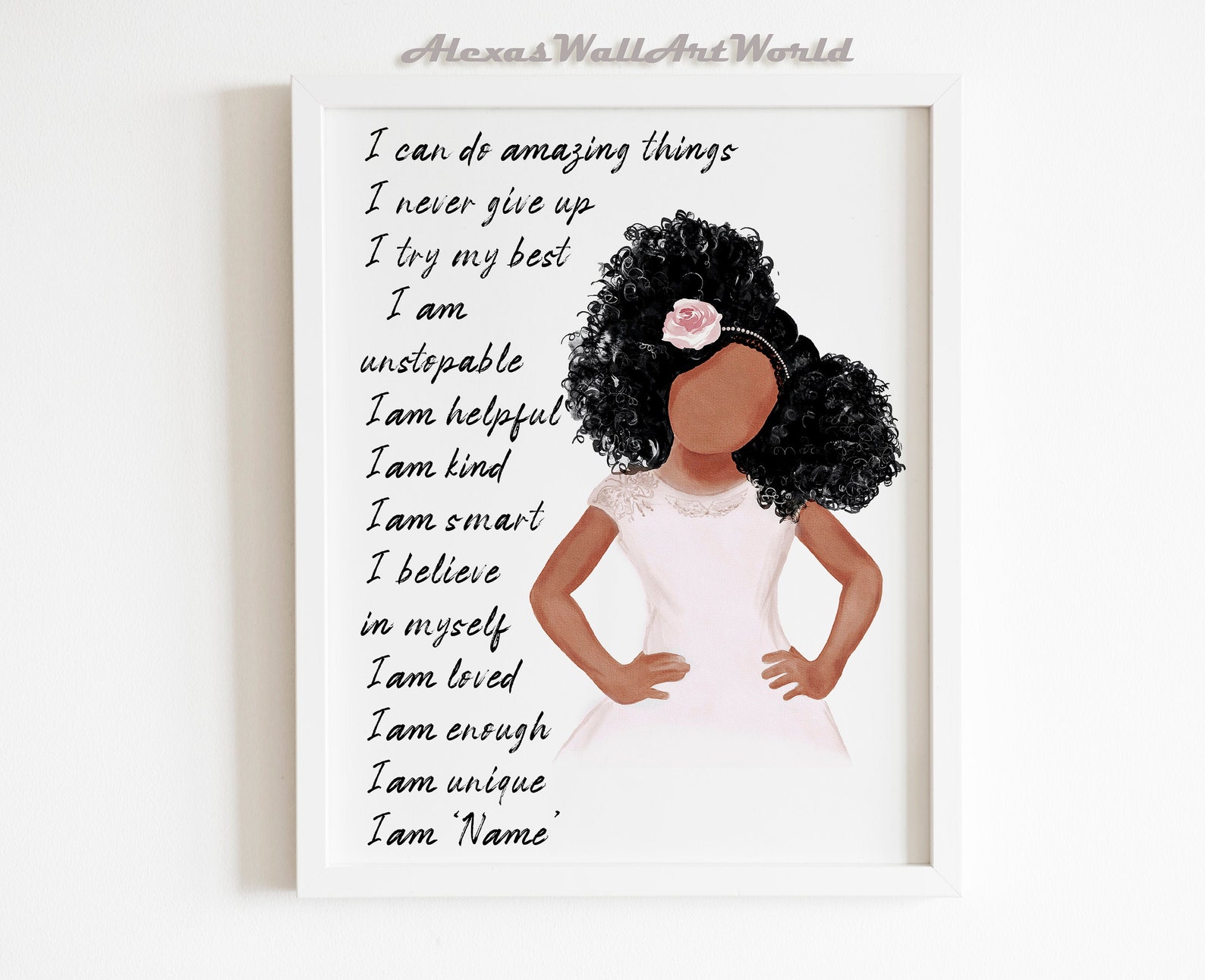 Personalized Name Positive Affirmations Art Print African Etsy