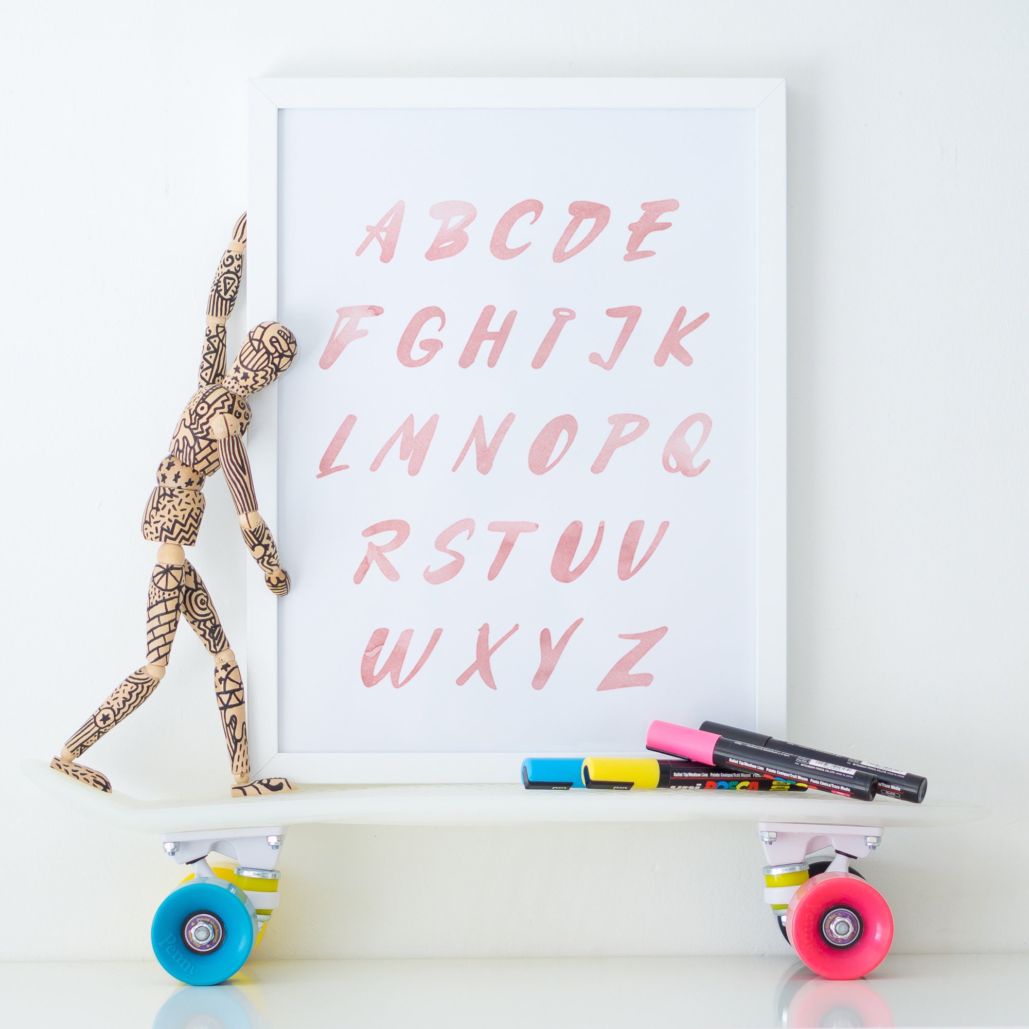 Pink Alphabet and Numbers Prints Set of 2 Prints Blush Pink - Etsy