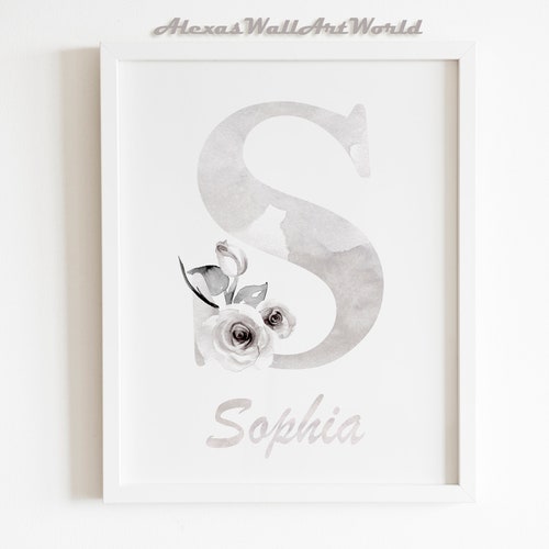 Girl's Name Printable-custom Name Monogram Initial - Etsy