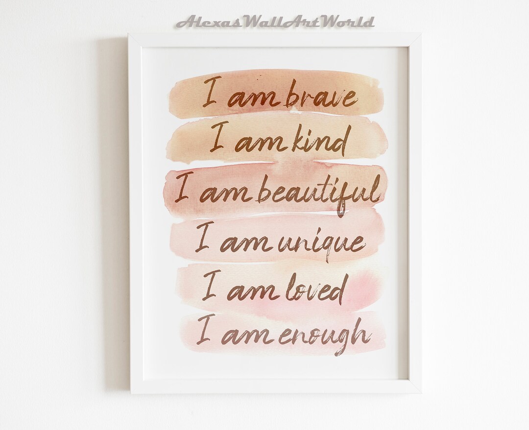 Positive Affirmations Wall Art, Girls Bedroom Affirmation Printable ...