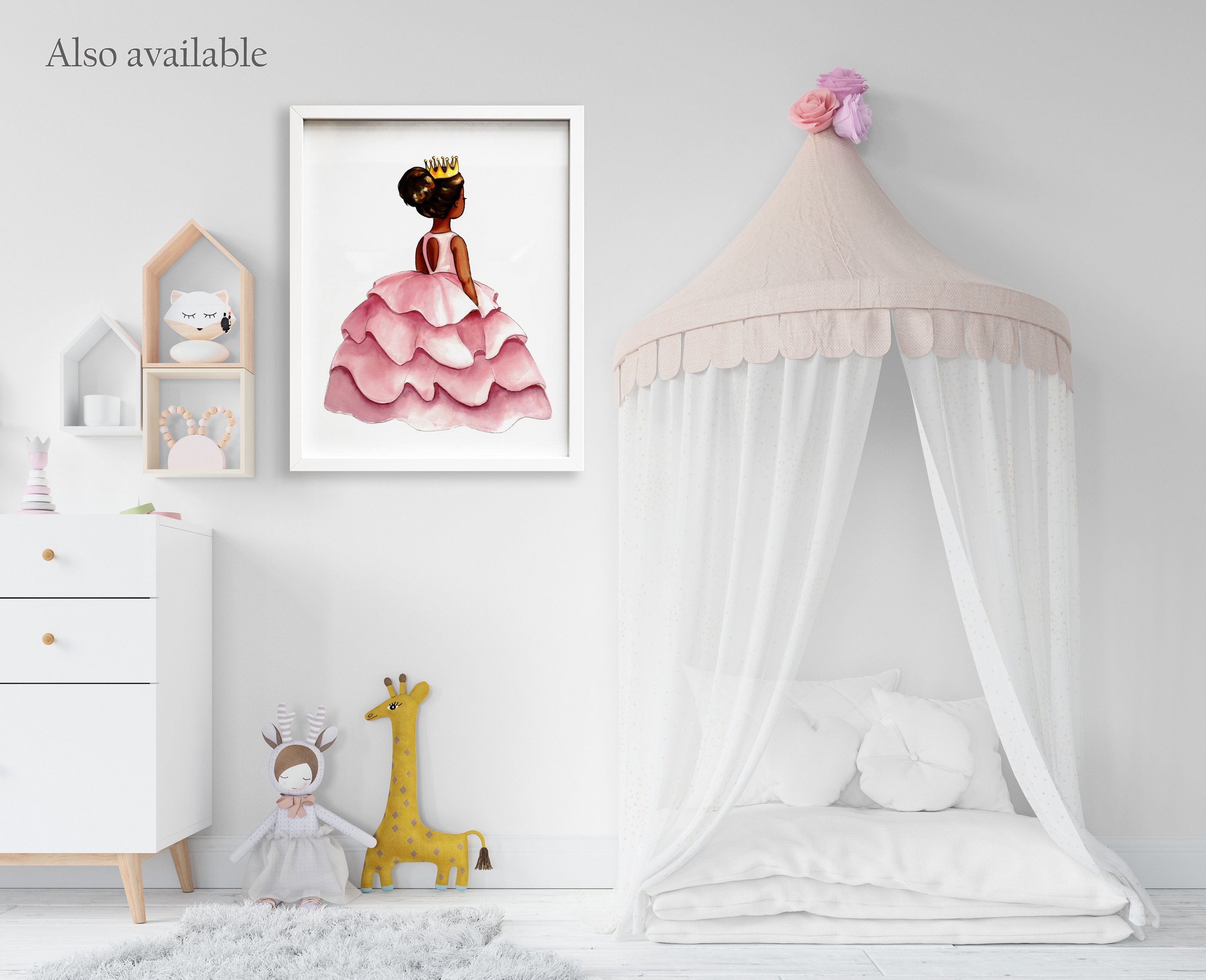 Dark Skin Mermaid Poster, African American Girl: Custom Name Wall Art ...