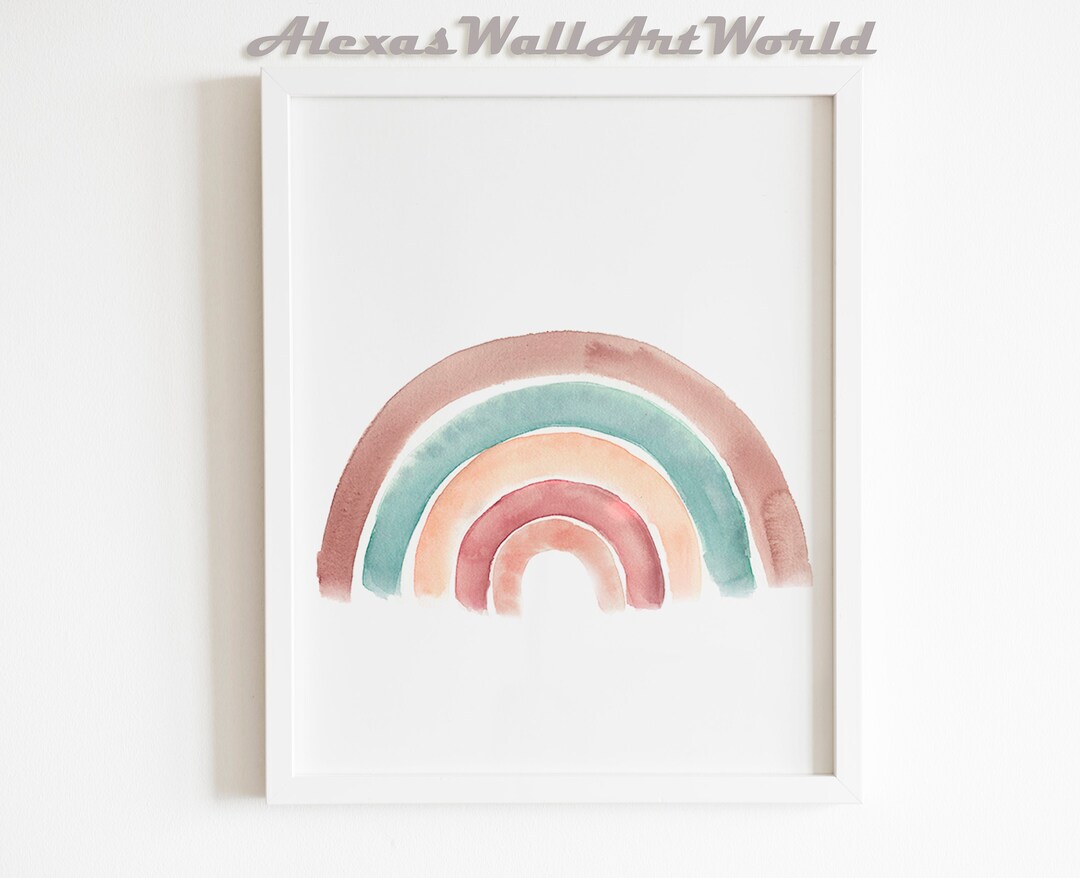Neutral Rainbow Wall Art, Watercolor Rainbow Nursery Decor, Gender ...