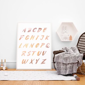 Girls Alphabet Poster, Alphabet Printable, Pink Nursery Wall Art for ...