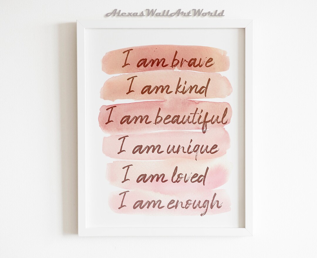 Positive Affirmations Wall Art, Girls Bedroom Affirmation Printable ...