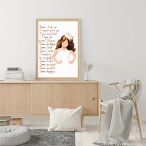 Princess Positive Affirmations Wall Art, Young Queen Printable ...