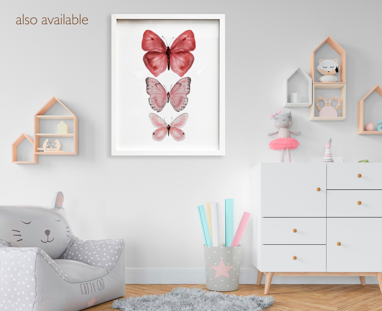 Butterfly Print Nursery Decor Girl Watercolor Pink Butterfly | Etsy