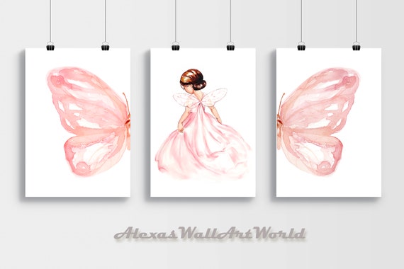 Set of 3 Fairy Prints Fairy Girl Wall Art Print Soft - Etsy