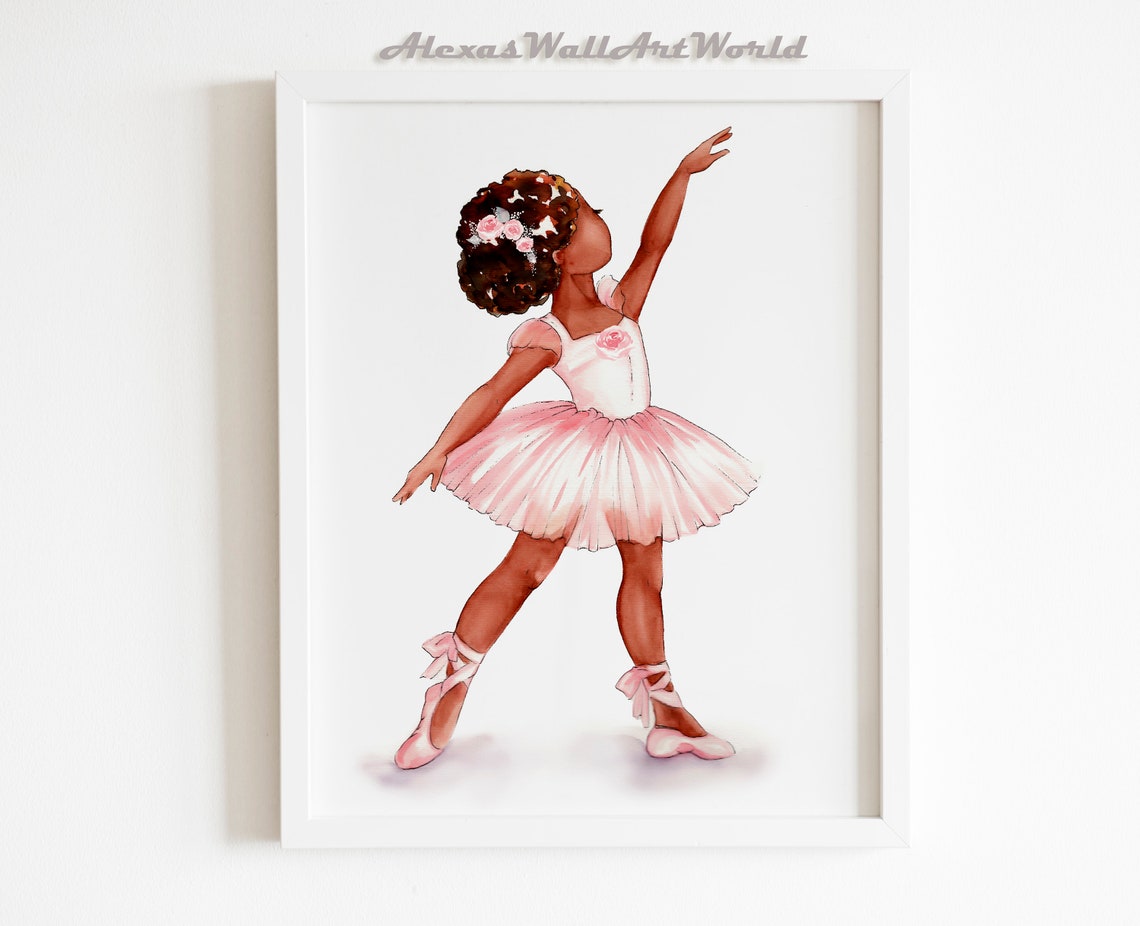 African American Ballerina Art Ballerina With Rose Print | Etsy