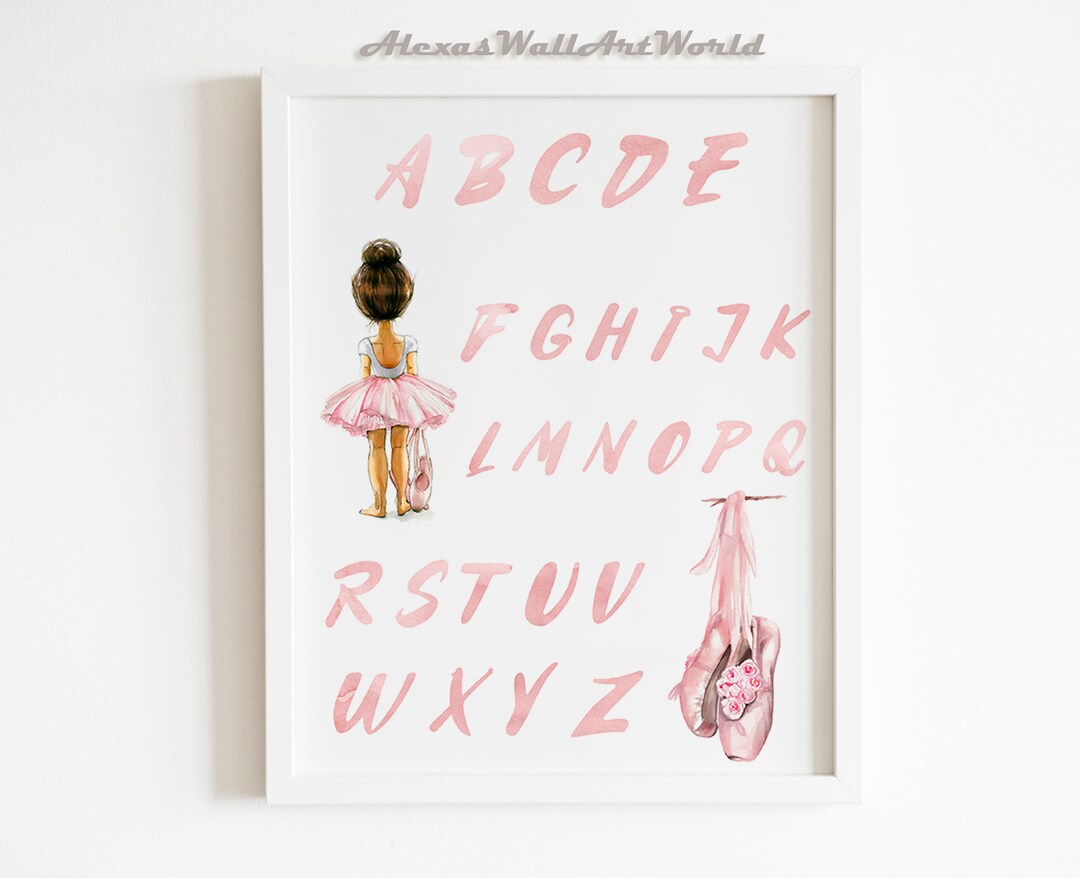 Ballerina Wall Art, Blush Pink Ballerina, Girls Alphabet Poster ...