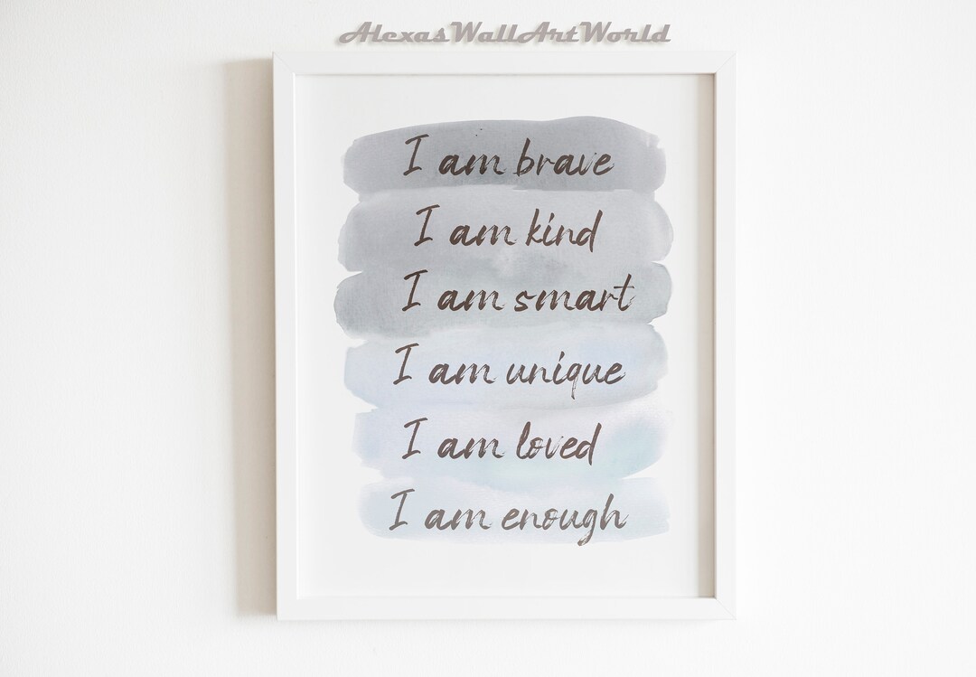 Personalized Name Positive Affirmations Print: Grey Nursery Decor ...