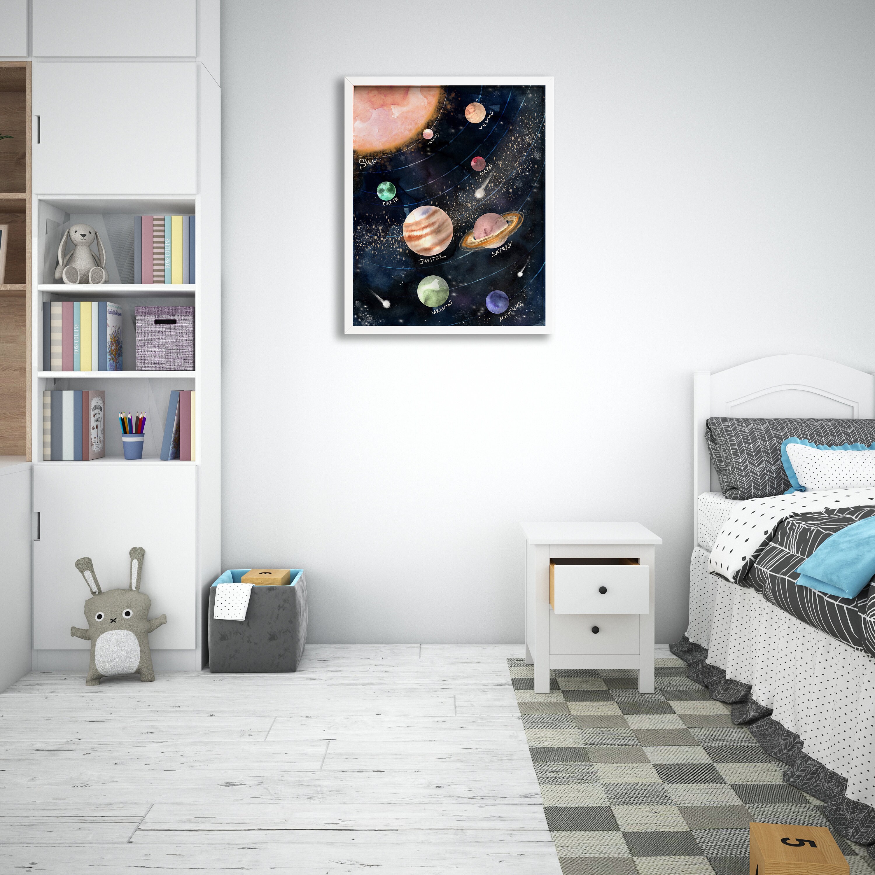 Watercolor Outer Space Watercolor Solar System Print Girs | Etsy