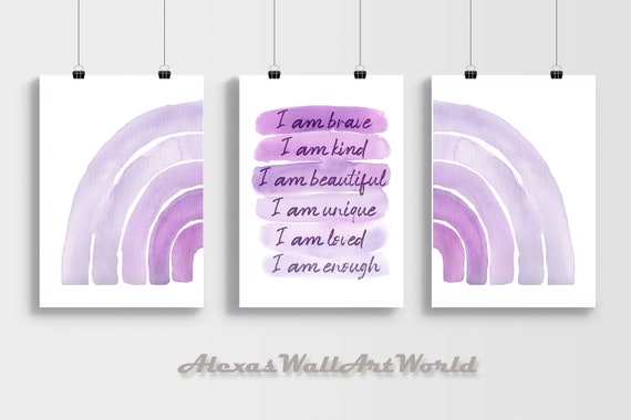 Set of 3 Prints Positive Affirmation Art Watercolor Boho - Etsy