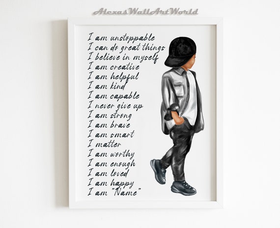 Black Boy Daily Positive Affirmations Print African American - Etsy
