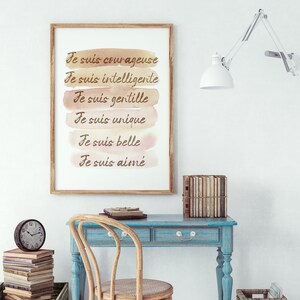 French Positive Affirmations Wall Art, French Affirmation Print, Boho ...