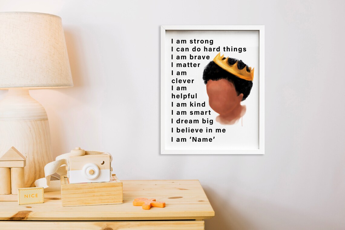 Personalized Name Positive Affirmations Print African Etsy